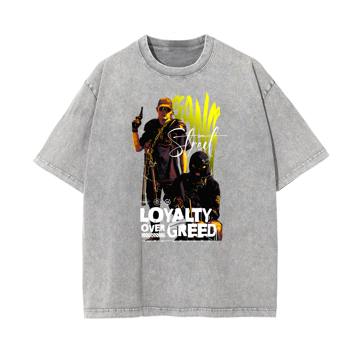 Mid Weight Faded Gangsta Graphic Tee Streetwear Pattern Tee - INNBLAC ...